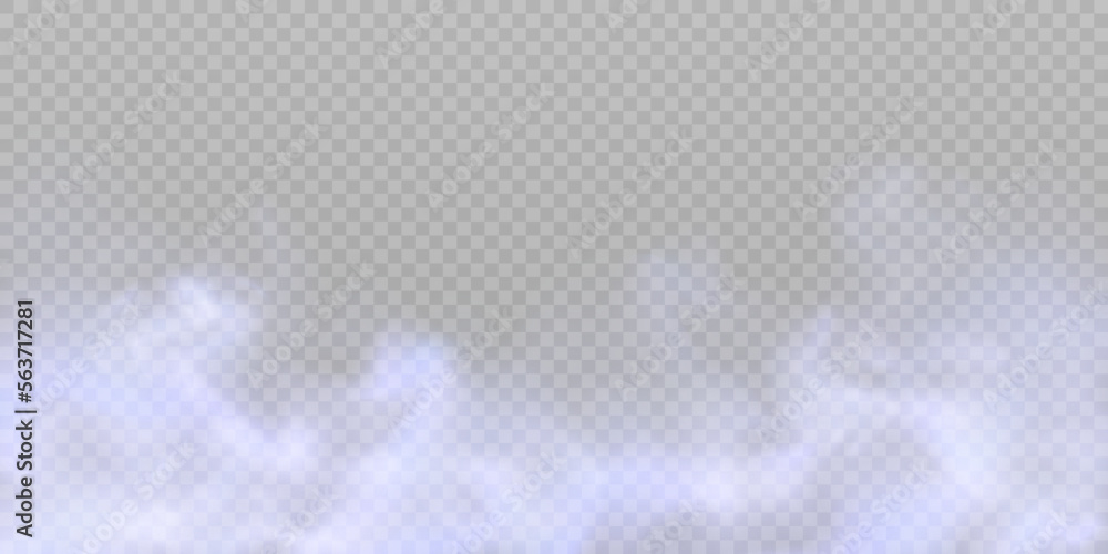 Blue fog purple smoke isolated transparent background. White vector ...