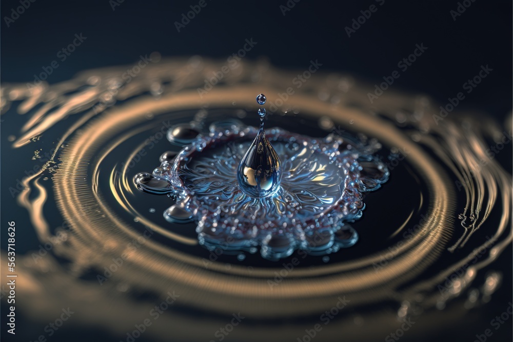 a water droplet with a droplet of water on it's side and a black ...