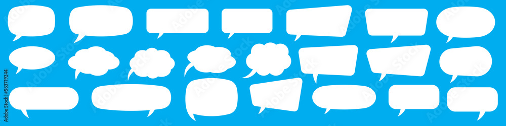 Set of speech bubbles. Speak bubble text, cartoon chatting box, message ...