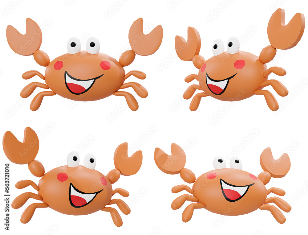 Cartoon Crab different angles transparent background high quality ...