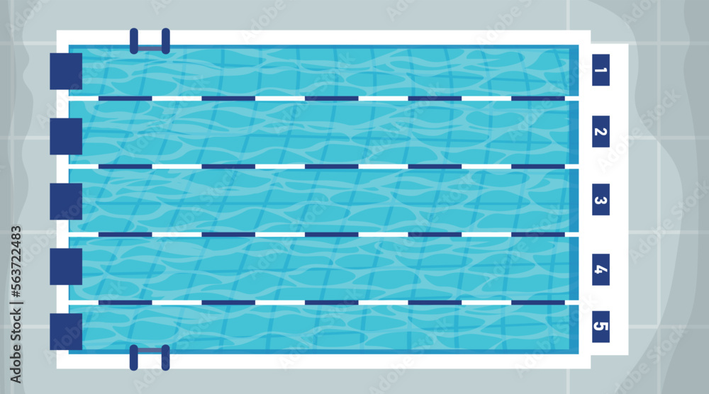 Vector illustration of top view swimming pool. Cartoon swimming pool ...