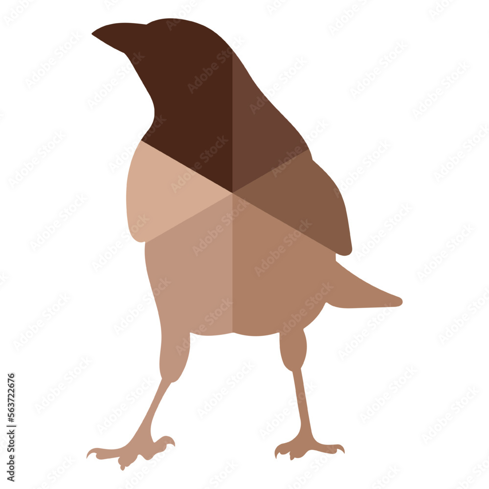 Vector raven, crow, corvus standing, coloured silhouette of a wild bird ...