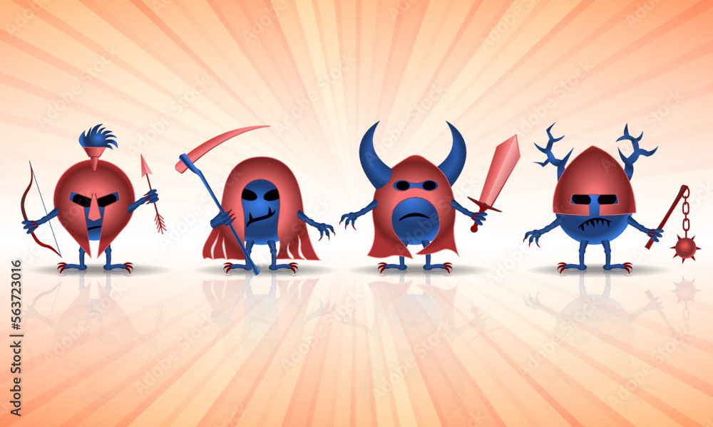 The four horsemen of the Apocalypse. Virus Knight cartoon characters ...
