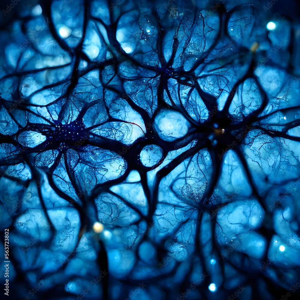 neuropathways blue neurons hyper detailed connections pattern repeating ...