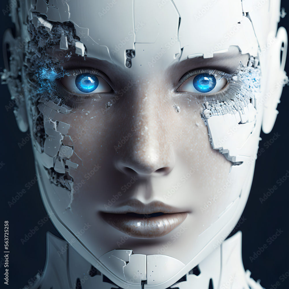 Illustrazione Stock no real person - ai generated. white robotic women ...