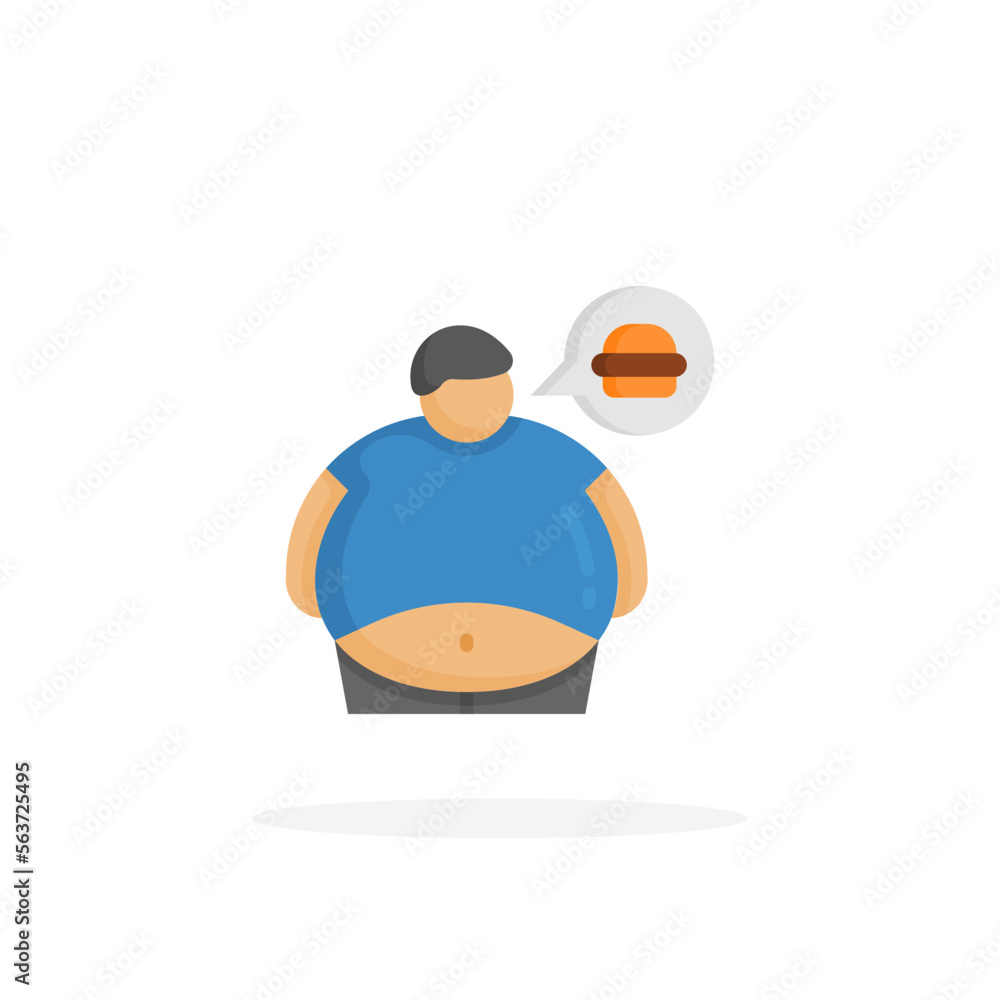 Obesity Man icon flat. Vector illustration on white background. Can ...
