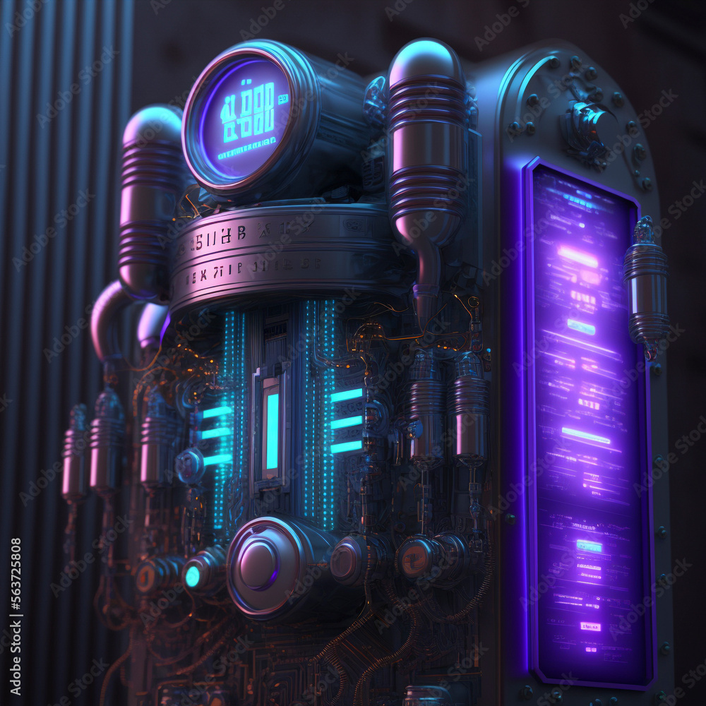 Illustration of AI & IoT, network of devices powered by advanced AI ...