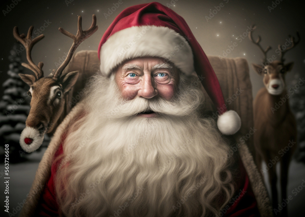 Ilustração do Stock: happy santa claus with long white beard and red ...