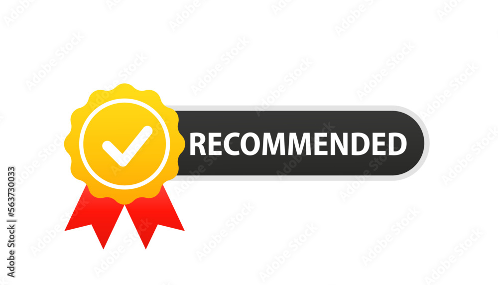 Recommended stamp icon, successfully patented licensed mark. Label sign ...