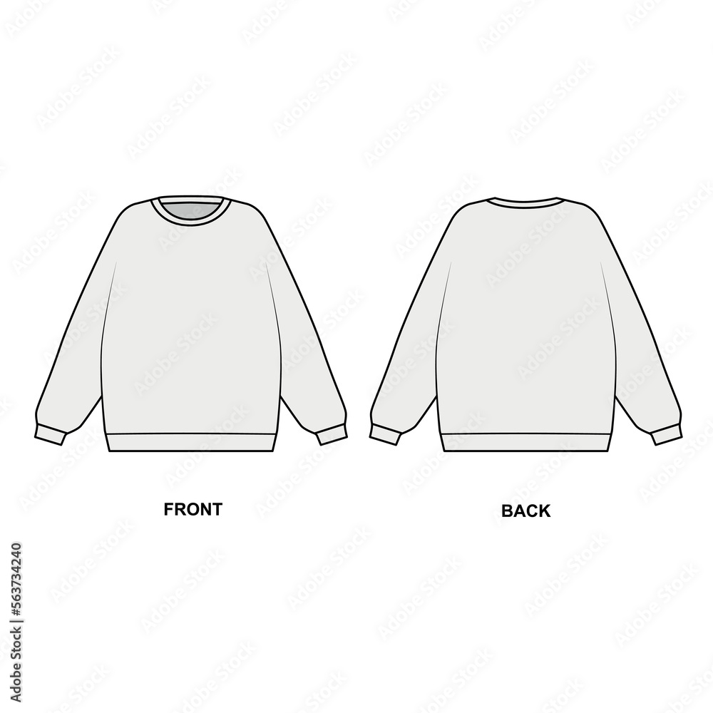 Vector outline drawing of a sweatshirt. Sports sweatshirt template ...
