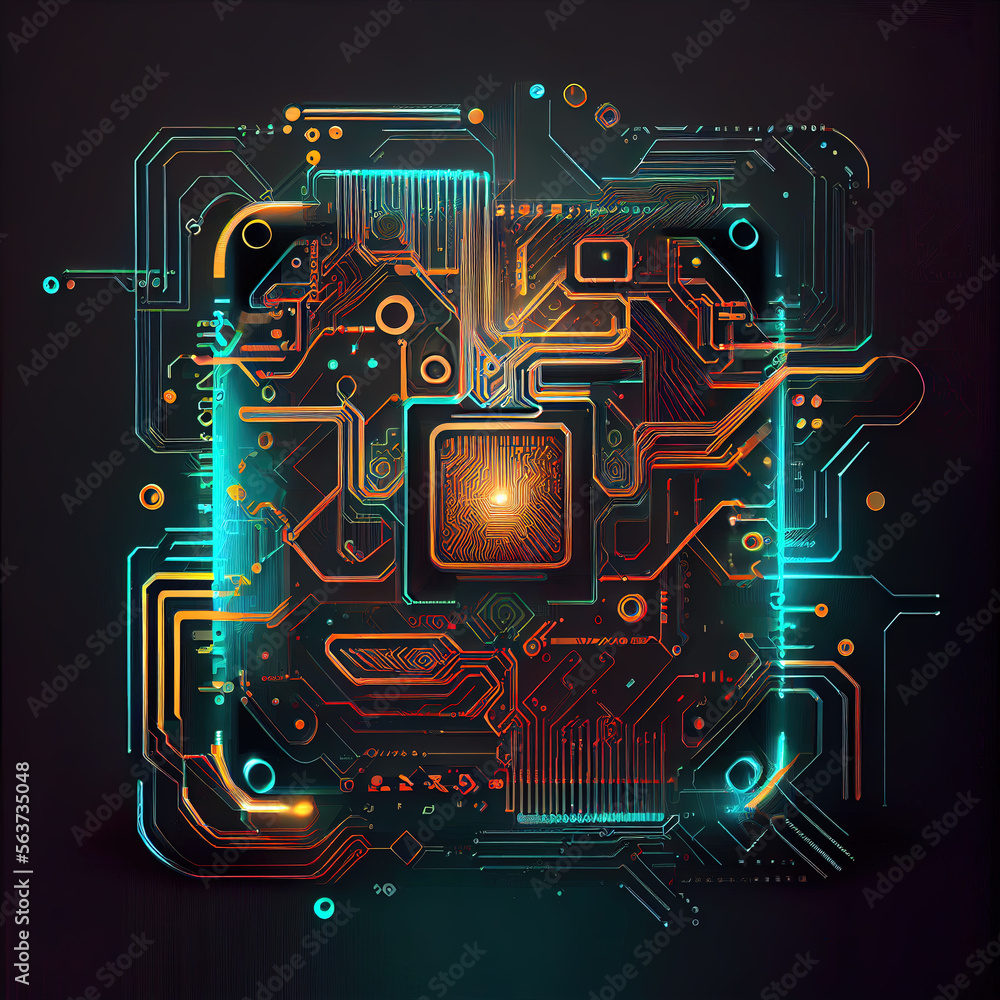 Circuit board graphic, Computer processor, Microcircuit . Artificial ...