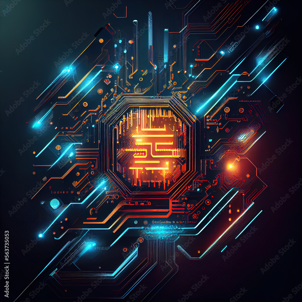 Circuit board graphic, Computer processor, Microcircuit . Artificial ...