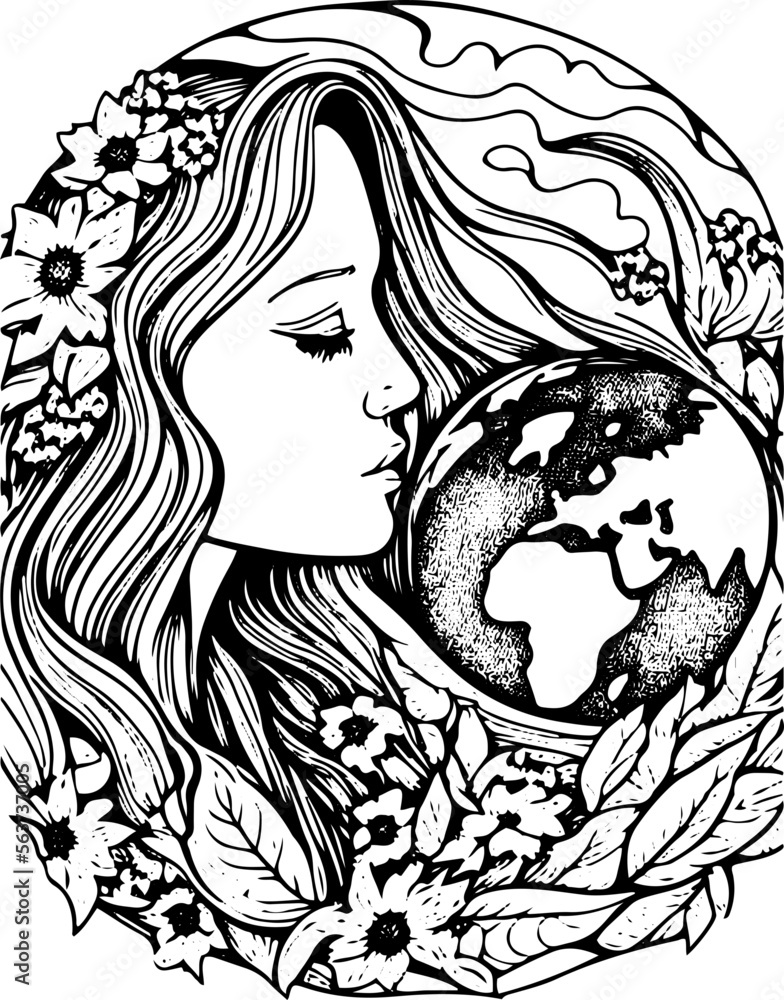 children, coloring, page, easter, earth, climate, change, flowers ...