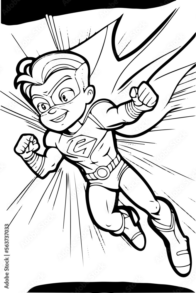 children, coloring, page, superhero, hero, climate, change, action, boy ...