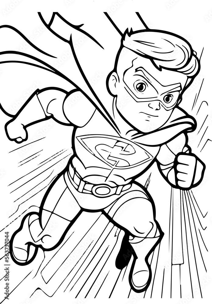 children, coloring, page, superhero, hero, climate, change, action, boy ...