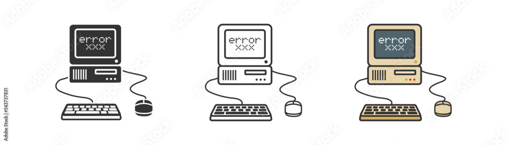 Vintage computer icon. 90's, 80's, back to childhood. Retro gaming. Old ...