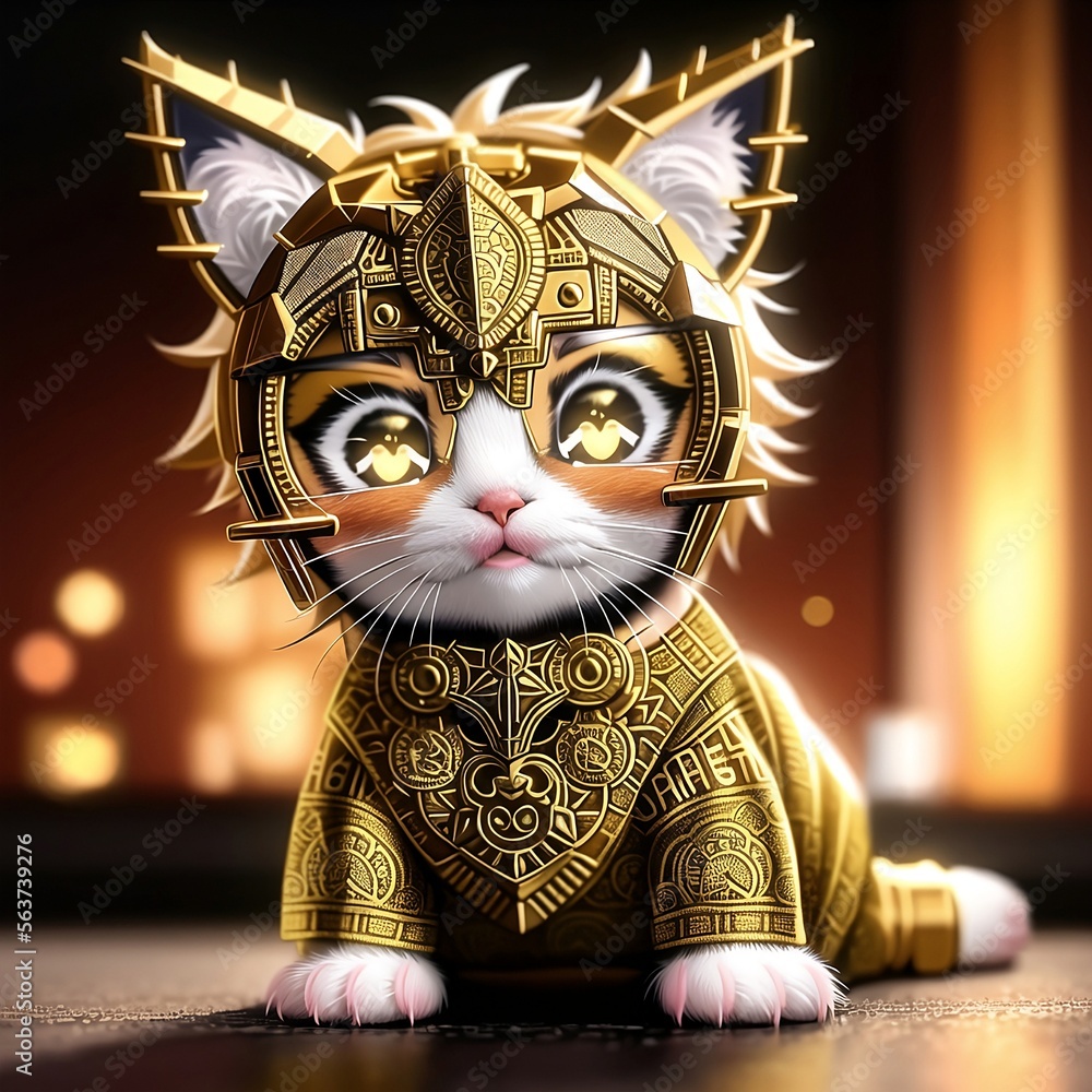 cute cat in cybernetic costume, robot, logo, fantasy, ai Stock ...