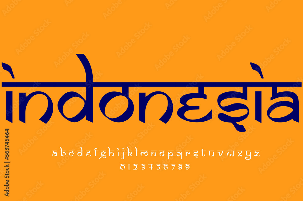 Indonesia text design. Indian style Latin font design, Devanagari ...