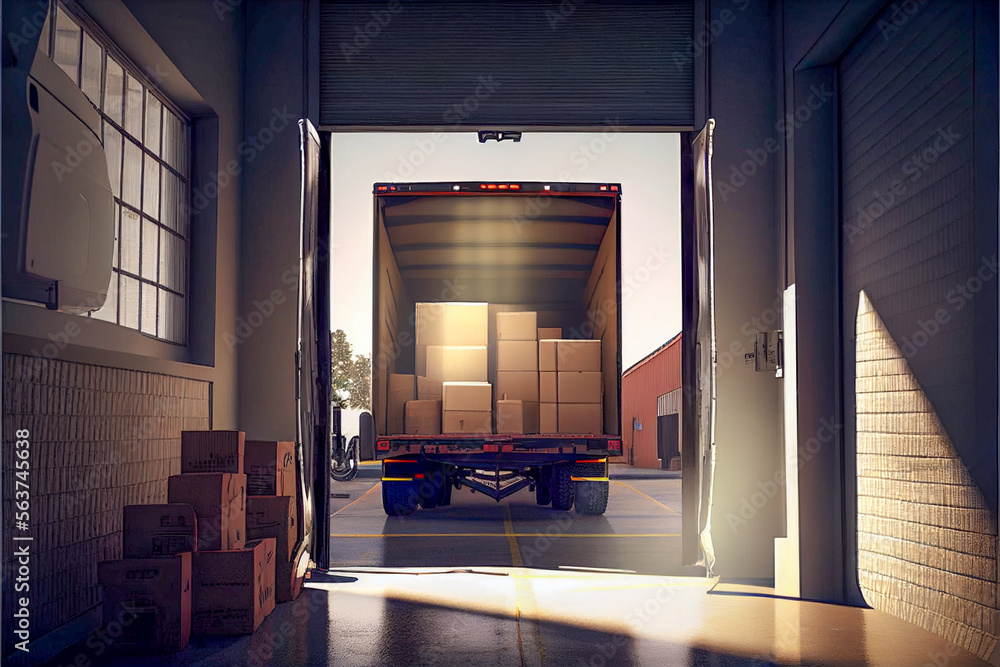 Large Semi Tractor-Trailer Delivery Truck at the Opening of a ...