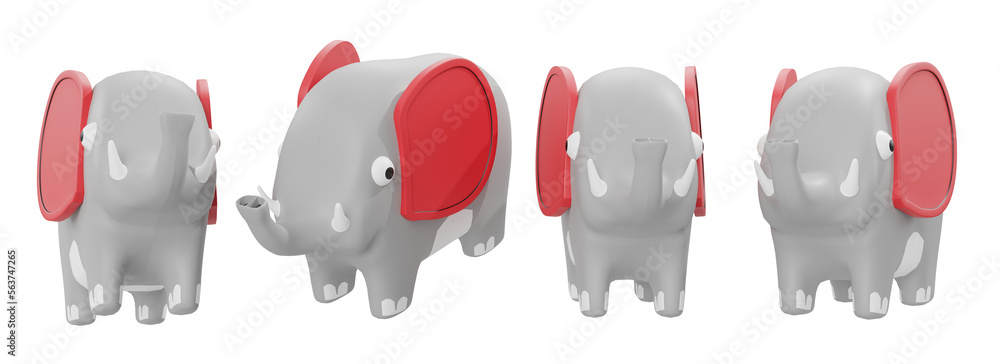 Cartoon Elephant different angles transparent background high quality ...