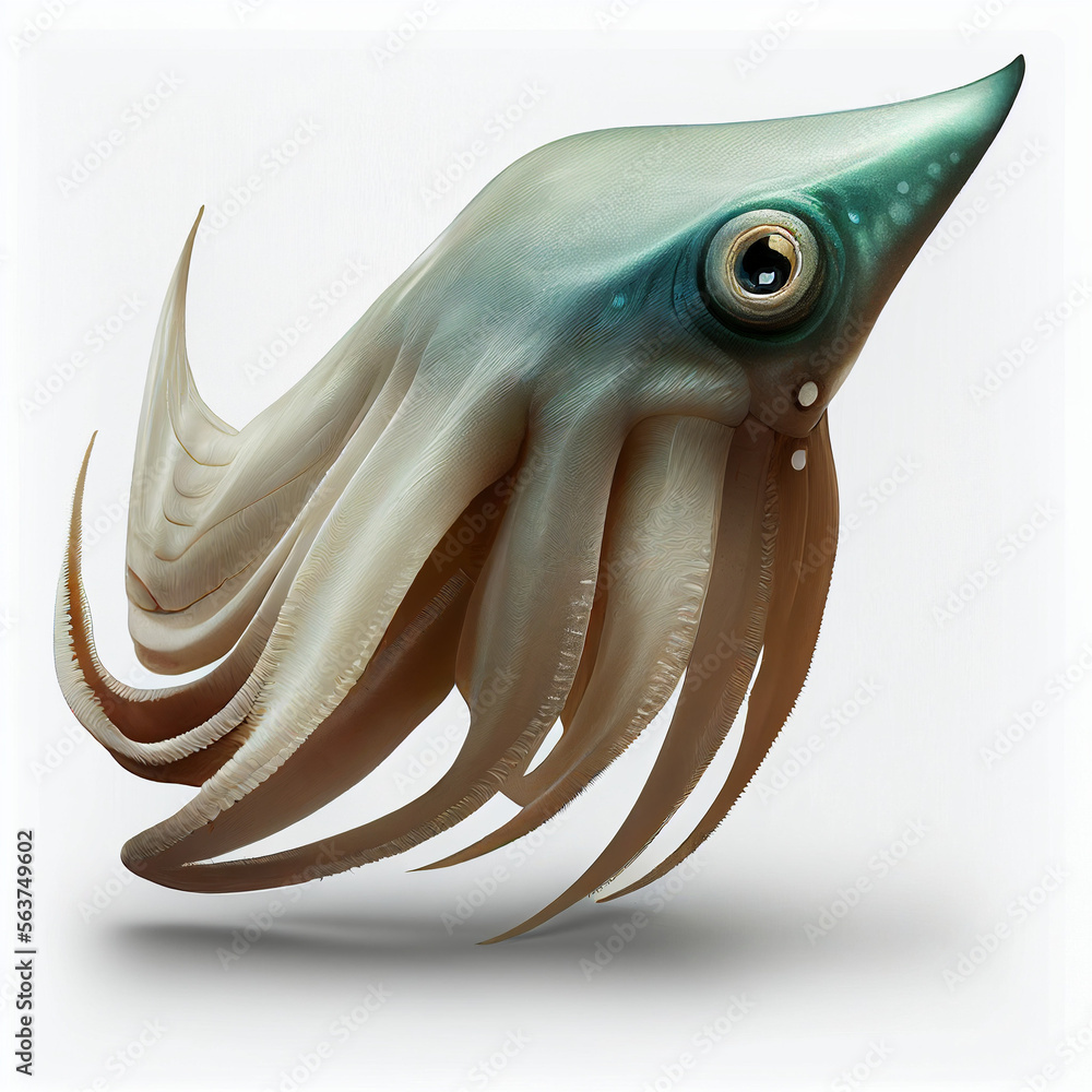 Colossal Squid full body image with white background ultra realistic ...