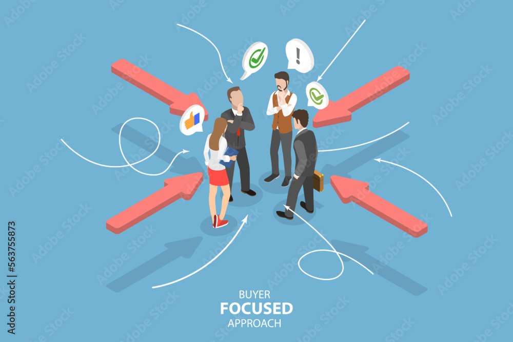 3D Isometric Flat Vector Conceptual Illustration of Customer Focused ...