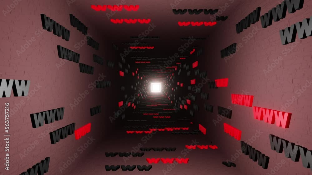 WWW symbols sign in red tunnel background 3d render. Hypertext transfer ...