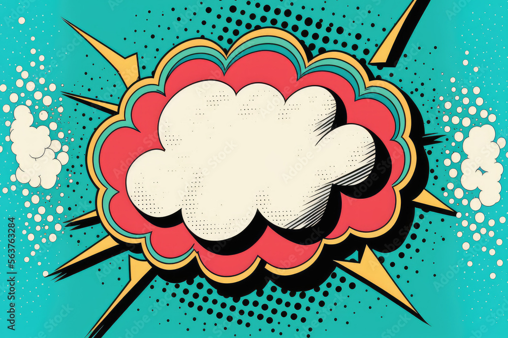 Pop Art Cloud Bubble - Empty, Funny Speech Bubble with trendy colorful ...