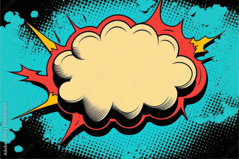 Pop Art Cloud Bubble - Empty, Funny Speech Bubble with trendy colorful ...