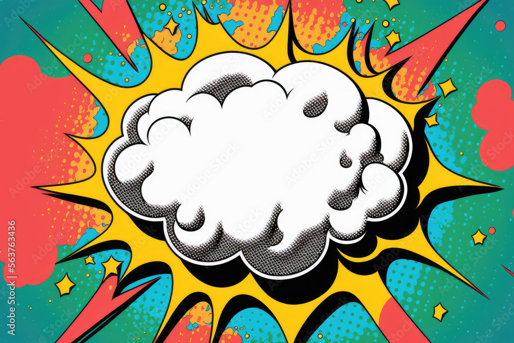 Pop Art Cloud Bubble - Empty, Funny Speech Bubble with trendy colorful ...