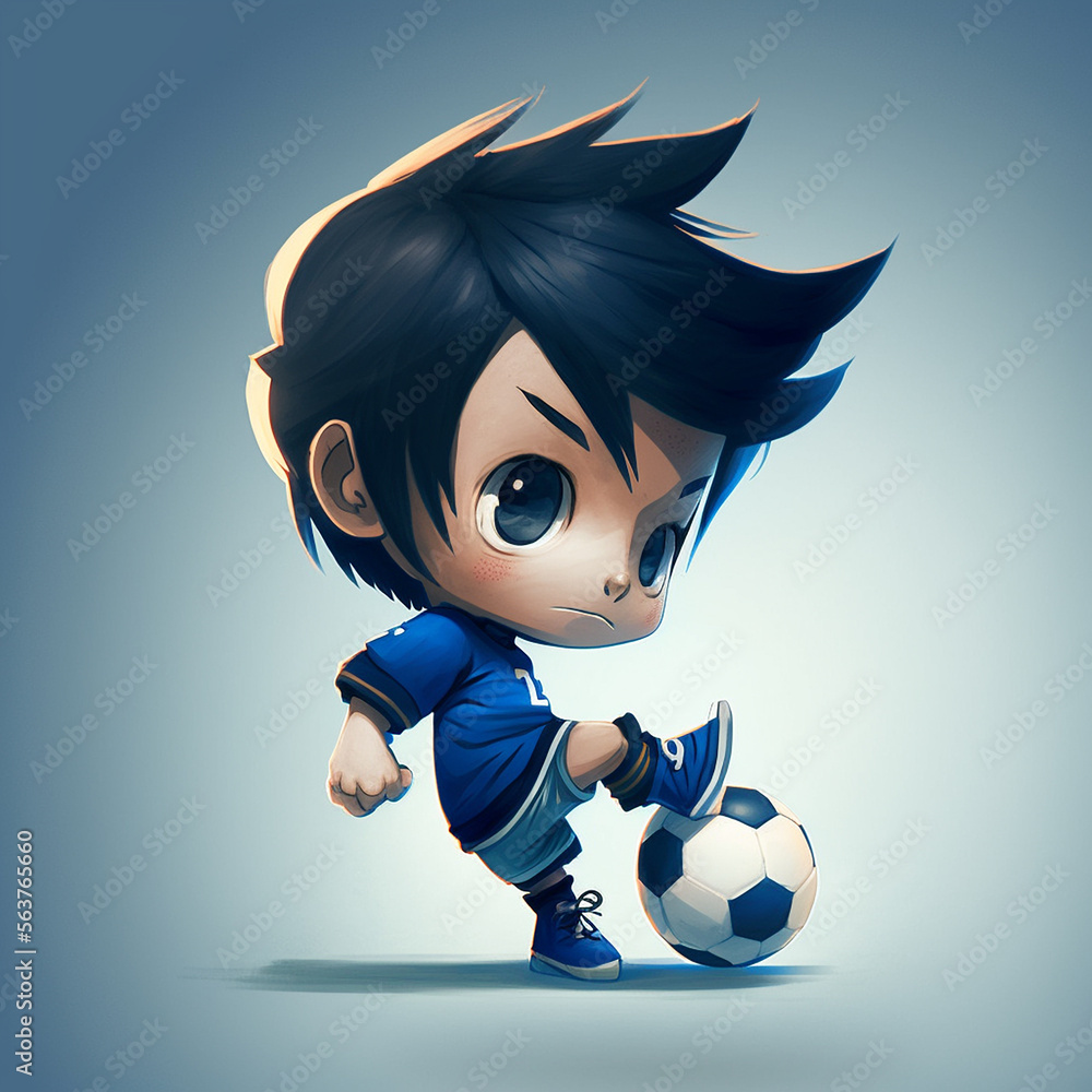 Chibi Cute Character, Boy Playing Football, Created With Generative Ai ...