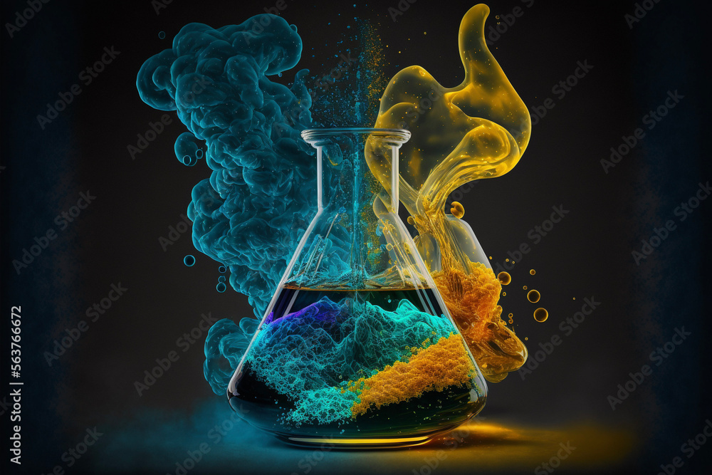 Blue and Yellow Potions Chemistry Lab Alchemy Spells with Smoke ...