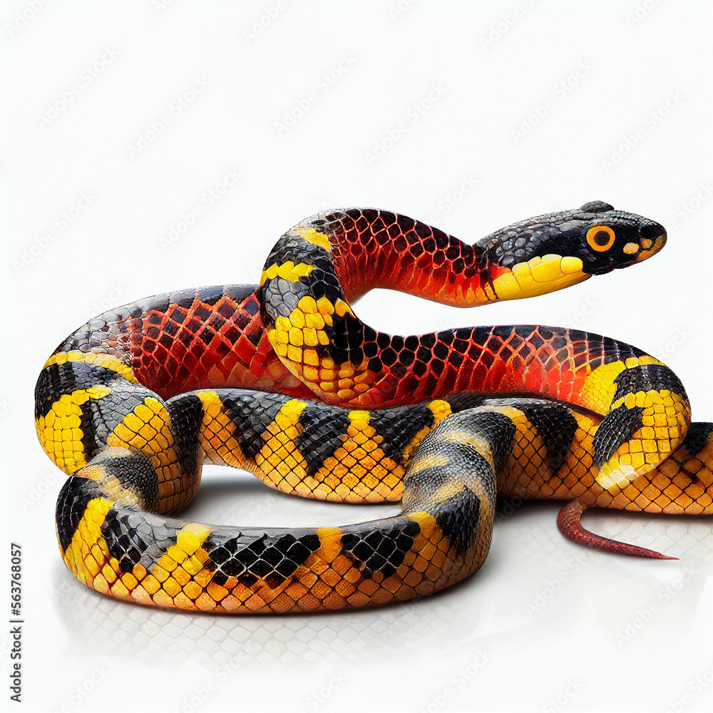 Coral Snake full body image with white background ultra realistic Stock ...