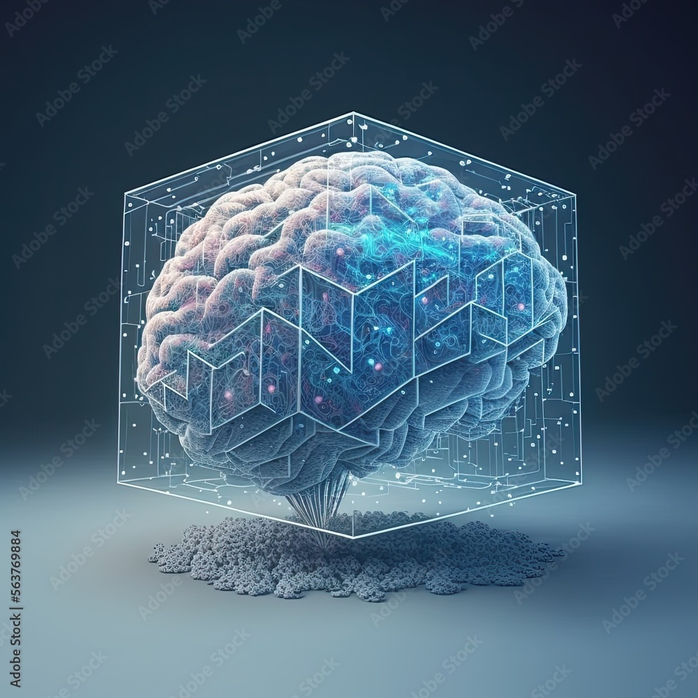 Human brain as cloud of dots and connections integrated into a ...