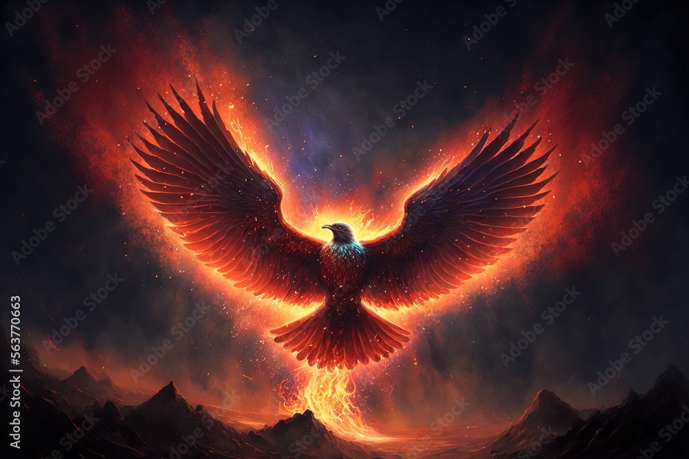 Phoenix. Fantasy scenery. Generative AI Stock Illustration | Adobe Stock