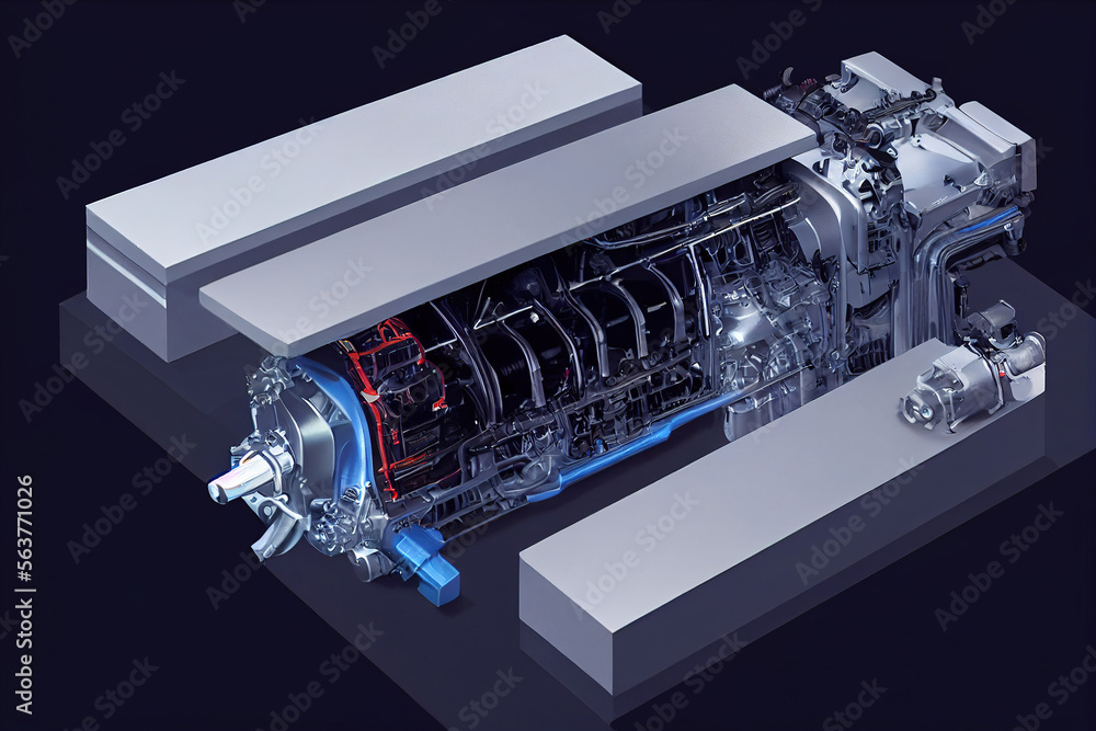 Splendid dissection or cutaway of futuristic electric engine reveal ...