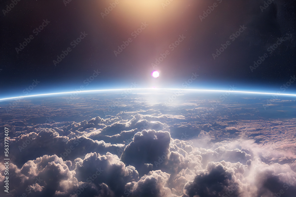 Splendid background cloudscape above the earth's atmosphere in the ...