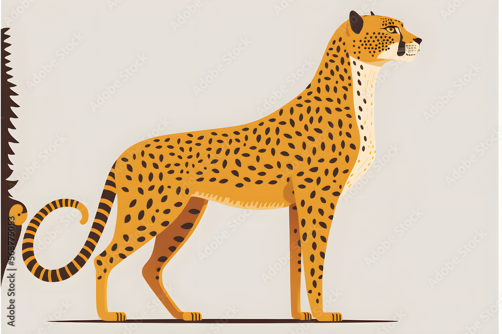 cheetah cartoon illustration, African cheetah simple illustration ...