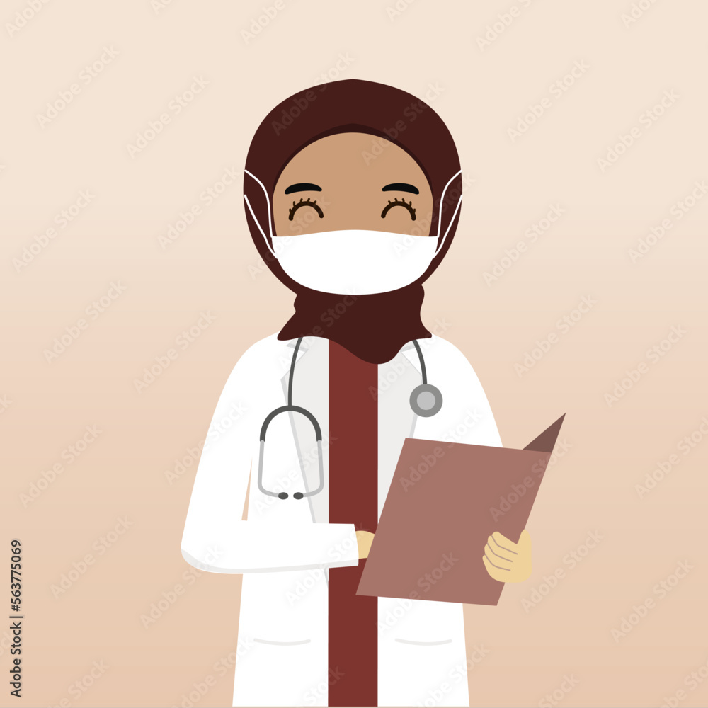 Front view muslim hijab doctor character. Doctor character creation ...