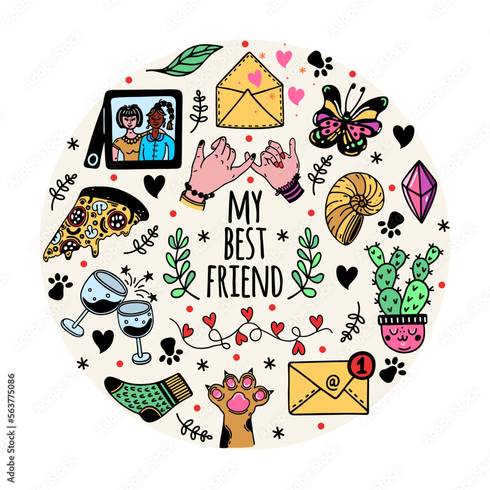 Friendship vector icon set. Best friends, colleagues, family. Symbols ...