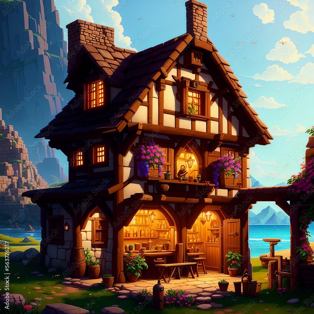 medieval, tavern, fantasy, building, architecture, house, city, europe ...