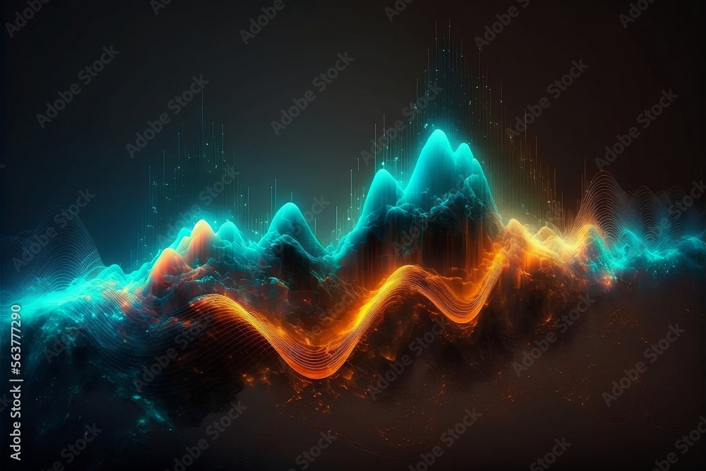 Abstract Sound waves. Frequency audio waveform, music wave HUD ...