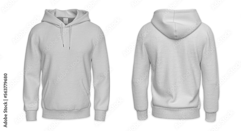 Blank white men's hoodie mockup, 3d rendering. Stock Illustration ...
