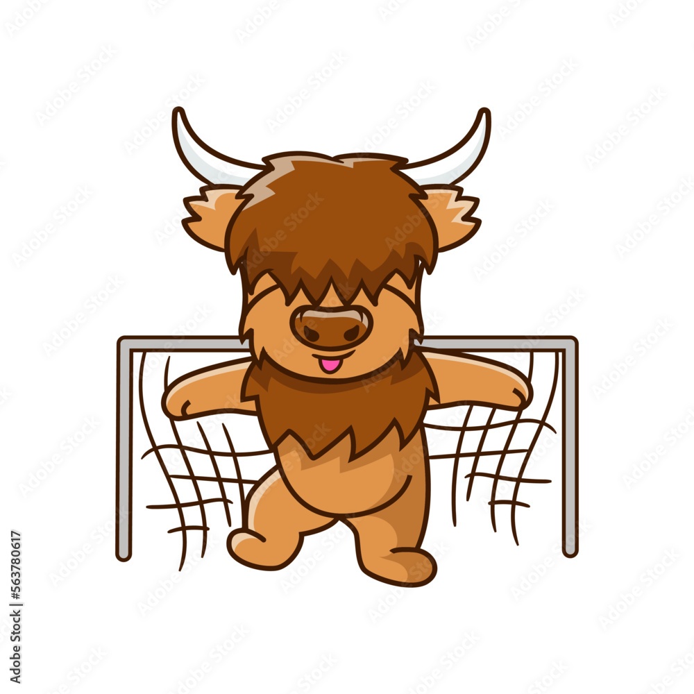 Cute Highland cow cartoon clipart with funny pose vector illustration ...