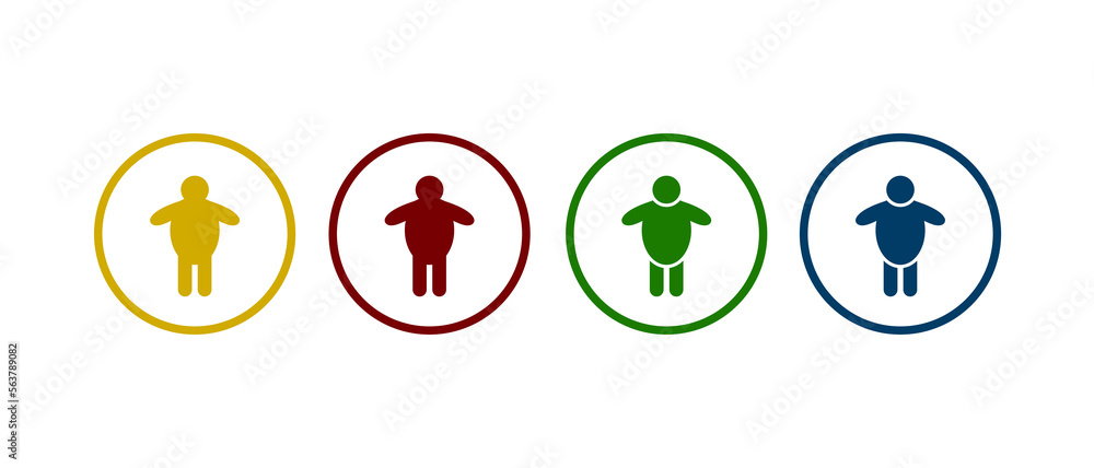 Fat person icon. Button design vector illustration. Unhealthy symbol ...