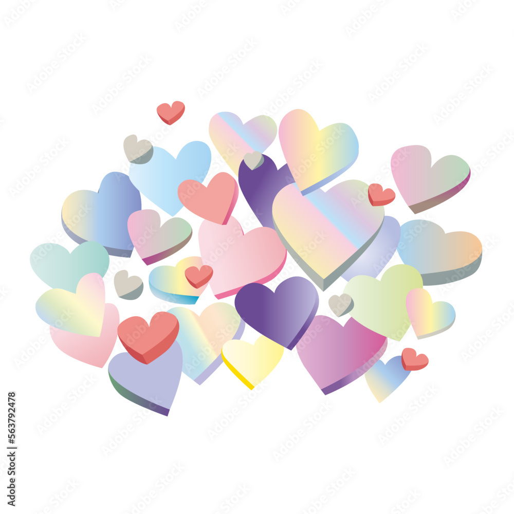 Ilustración en vectores de grupo de corazones colores pastel flotando ...
