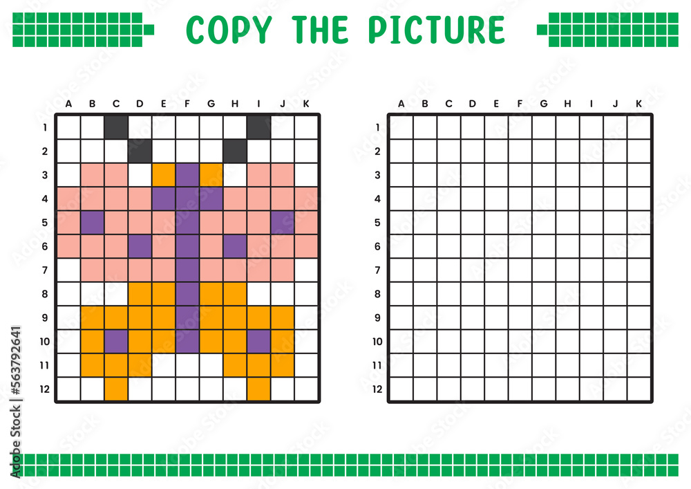Copy the picture, complete the grid image. Educational worksheets ...