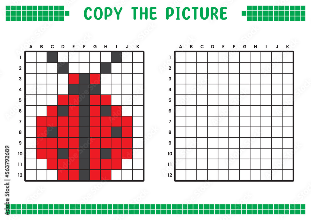 Copy the picture, complete the grid image. Educational worksheets ...