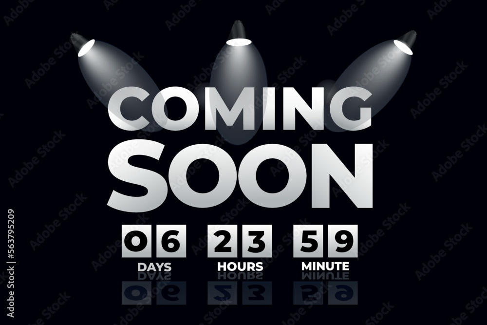 Realistic coming soon with reminder promotion background design Stock ...