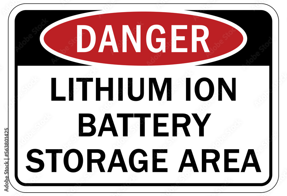 Battery storage sign and labels lithium ion Stock Vector | Adobe Stock